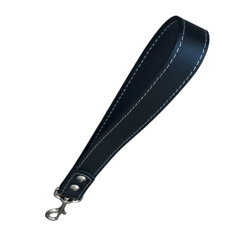 Correa de Cuero Manopla Lisa Negra 25mm · Mio Cane – Mr Dog